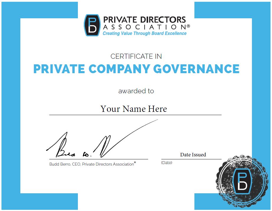 Certificate in Private Company Governance